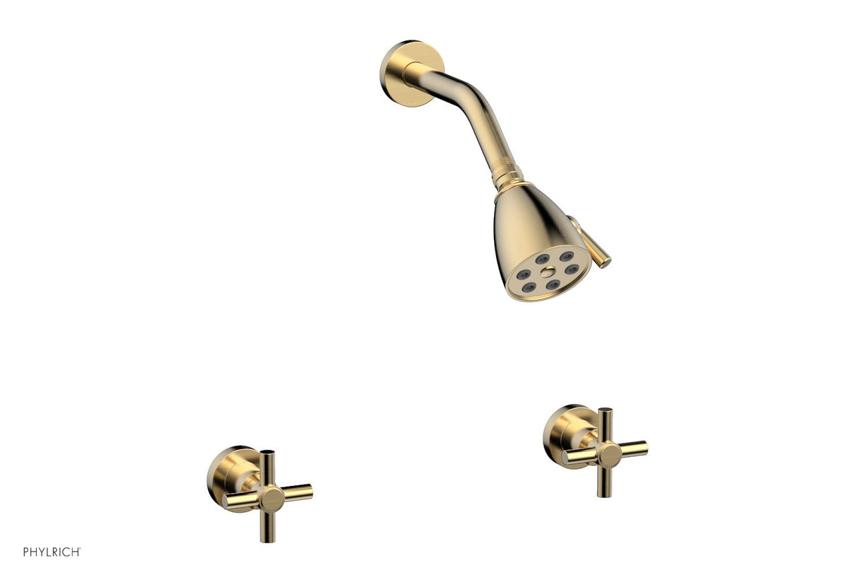 BASIC Two Handle Shower Set - Tubular Cross Handles D3134 - Phylrich
